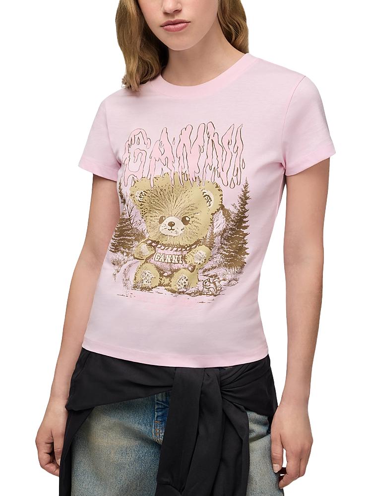 GANNI Ganni Graphic Print Cotton Baby Fit Tee
